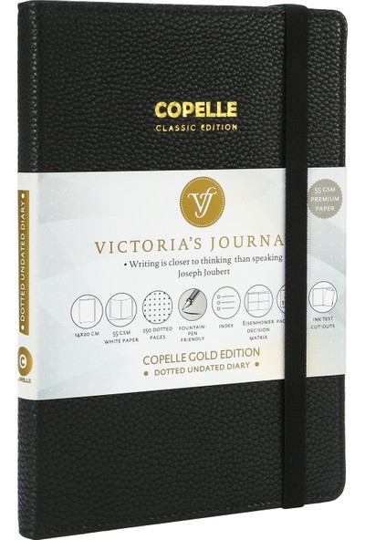 Victoria's Journals Copelle Gold Defter Noktalı 14 x 21 cm Siyah Victoria's Journals Copelle Gold Defter Noktalı 14 x 21 cm Siyah