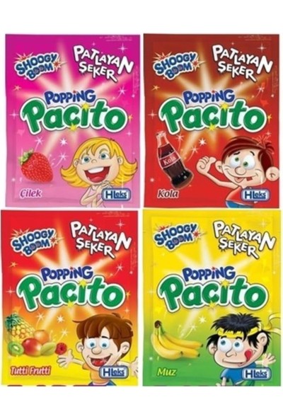 Hleks Shoogy Boom Paçito Şeker 4 Çeşit Karışık Kutu 40'lı Popios 160 gr Hleks Shoogy Boom Paçito Şeker 4 Çeşit Karışık Kutu 40'lı Popios 160 gr