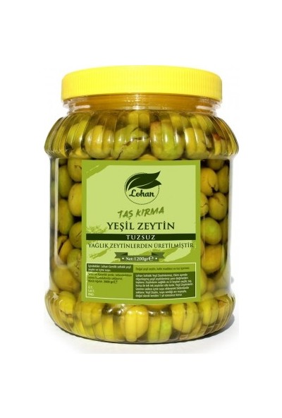 Lohan Taş Kırma Yeşil Zeytin Tuzsuz 1,2 kg