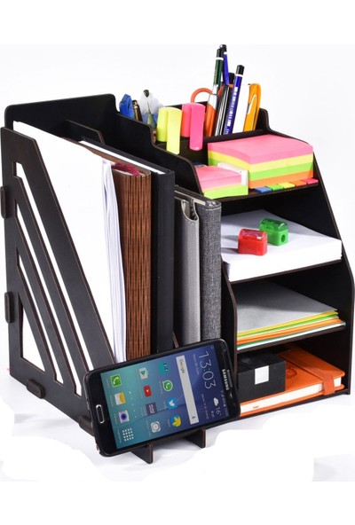 Ahşap Şehri Masaüstü Ofis Organizer Siyah Ahşap Şehri Masaüstü Ofis Organizer Siyah