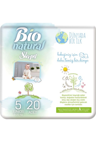Sleepy Bio Natural Bebek Bezi 5 Numara Junior 20'li Sleepy Bio Natural Bebek Bezi 5 Numara Junior 20'li