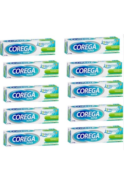 Corega Süper Diş Protezi Yapıştırıcı Naneli Krem 40 G 12 Adet Corega Süper Diş Protezi Yapıştırıcı Naneli Krem 40 G 12 Adet