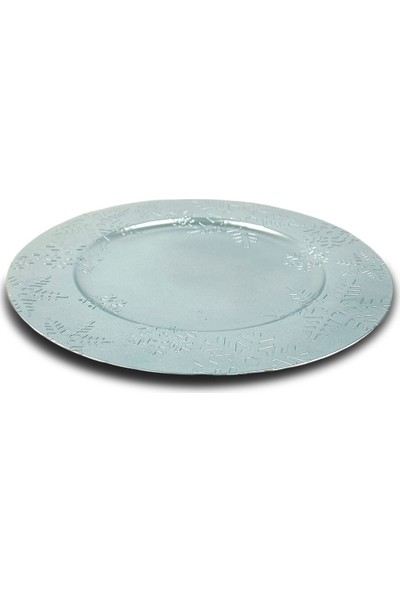 Alesta Home Kar Taneli Gri Yuvarlak Sert Plastik Tabak 33CM