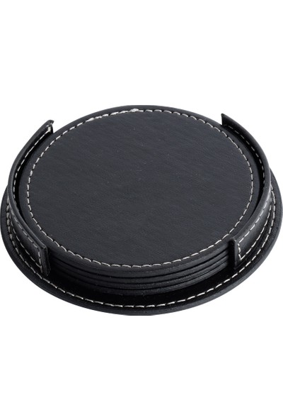 Nev AVM 4'lü Siyah Deri Bardak Altlığı