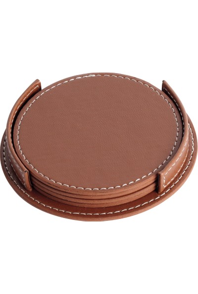 Nev AVM Nev 4'lü Taba Deri Bardak Altlığı