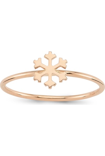 Ayyıldız Kuyumculuk Kadın Kar Tanesi Pembe Altın Yüzük