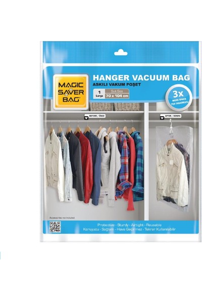 Magıc Saver Bag Askılı Vakumlu Poşet Large Magıc Saver Bag Askılı Vakumlu Poşet Large