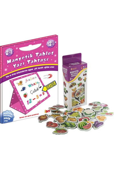 Diy-Toy Manyetik Tablet Yazı Tahtası Pembe + Manyetik Meyveler Diy-Toy Manyetik Tablet Yazı Tahtası Pembe + Manyetik Meyveler