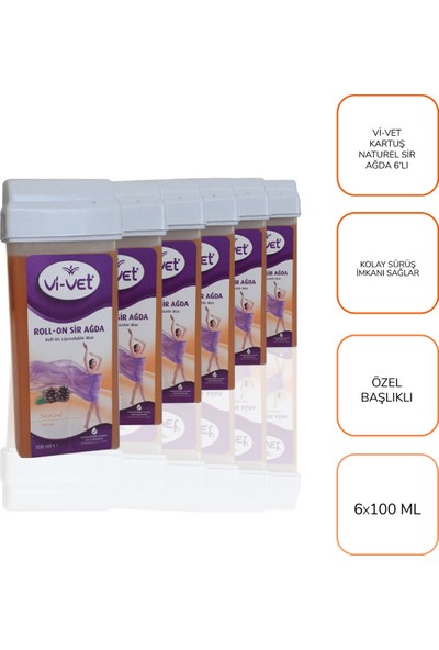 Vi-Vet Kartuş Roll-On Naturel Sir Ağda 6’lı