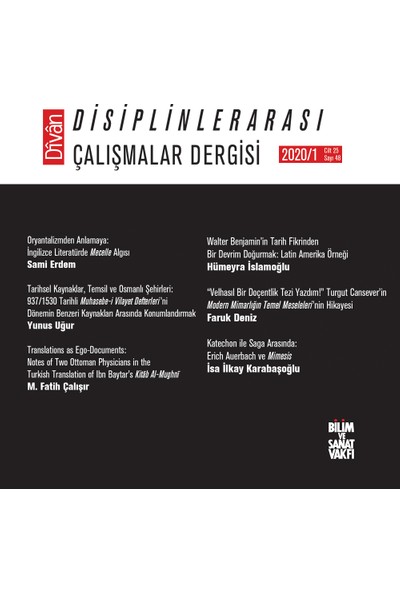 Divan: Disiplinlerarası Çalışmalar Dergisi Sayı 48