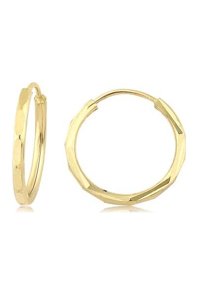 İryum 14 Ayar Kalemli Halka Küpe Sarı (Çapı: 1.5cm) W4E35017