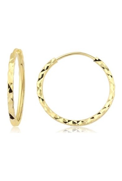 İryum 14 Ayar Kalemli Halka Küpe Sarı (Çapı: 1.4cm) W4E35047