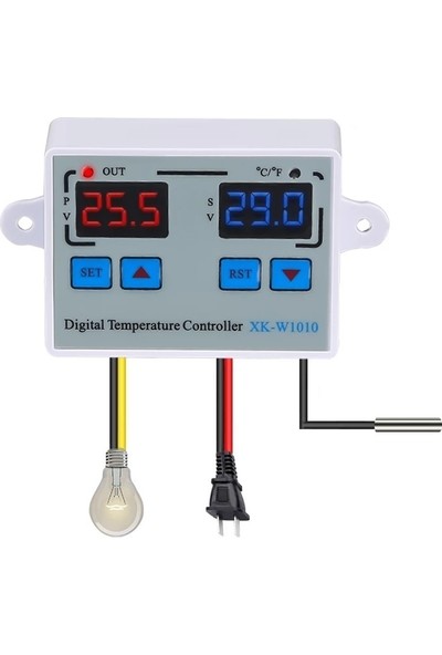BMK Dijital Sıcaklık Kontrol Cihazı C/f Termostat Termometre Kuluçka Röle 10A 220V W1010 BMK Dijital Sıcaklık Kontrol Cihazı C/f Termostat Termometre Kuluçka Röle 10A 220V W1010