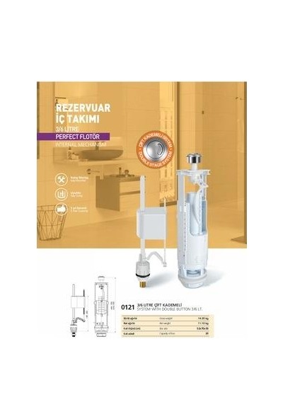 Nkp 3/6 Litre Çift Kademeli Klozet Rezervuar İç Takım 0121