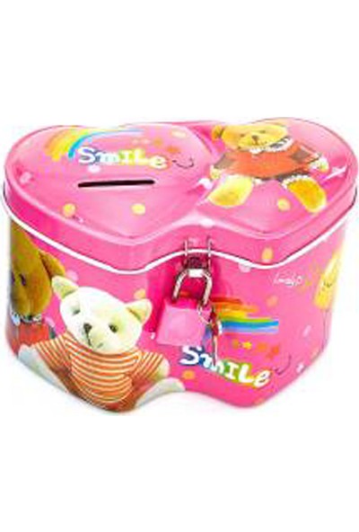 Tahtakale Toptancısı Teneke Kumbara Renkli Anahtarlı Pembe