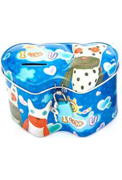 Tahtakale Toptancısı Teneke Kumbara Renkli Anahtarlı Mavi Tahtakale Toptancısı Teneke Kumbara Renkli Anahtarlı Mavi