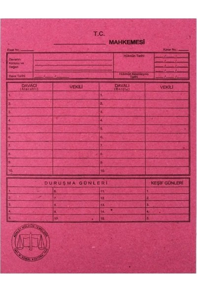 Ful Mahkeme Dosyası 50 Adet
