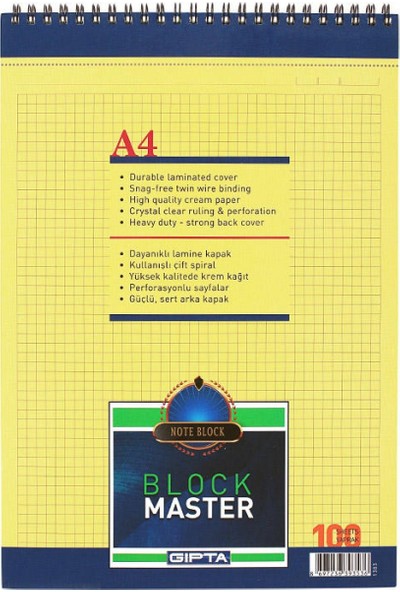 Gıpta Block Master A4 100YP Kareli Defter Gıpta Block Master A4 100YP Kareli Defter