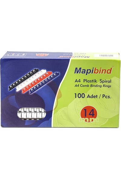 Mapibind 14 mm Plastik Spiral 100 Adet Beyaz Mapibind 14 mm Plastik Spiral 100 Adet Beyaz