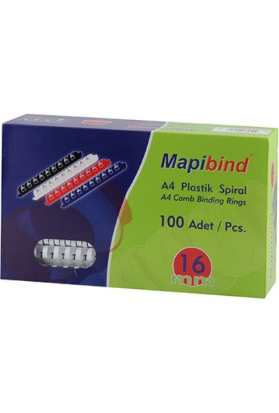 Mapibind 16 mm Plastik Spiral 100 Adet Beyaz Mapibind 16 mm Plastik Spiral 100 Adet Beyaz