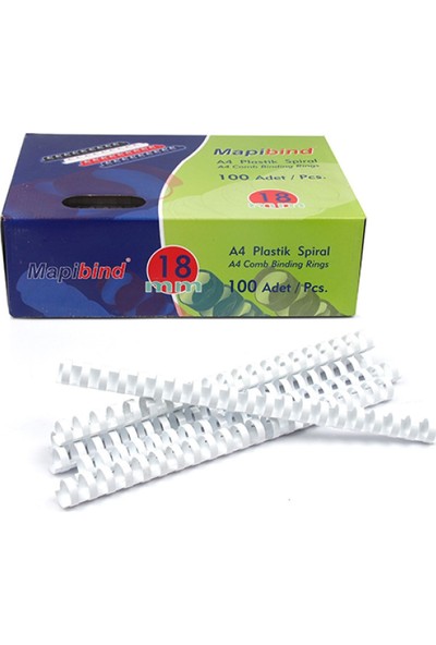 Mapibind 18 mm Plastik Spiral 100 Adet Beyaz Mapibind 18 mm Plastik Spiral 100 Adet Beyaz