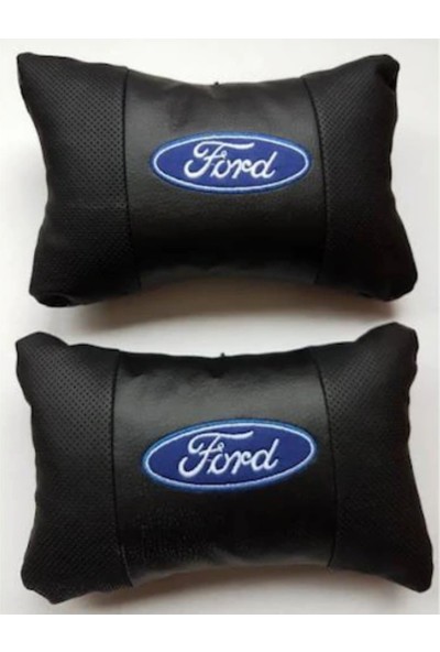 Macha Ford Deri Nakışlı Oto Başlık Boyun Yastığı İki Adet Macha Ford Deri Nakışlı Oto Başlık Boyun Yastığı İki Adet