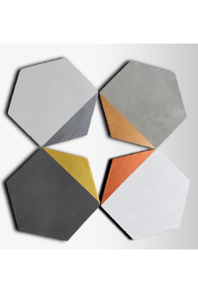 Ghogol Home Altıgen Beton Bardak Altlığı - 4'lü Set Ghogol Home Altıgen Beton Bardak Altlığı - 4'lü Set