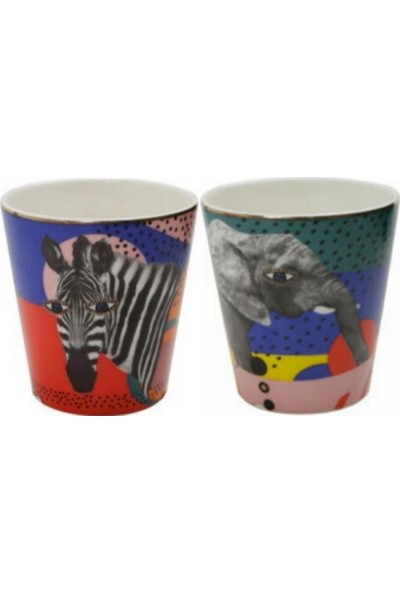Porland Wild Life 2 Parça Elephant Zebra Bardak Seti 320 cc Porland Wild Life 2 Parça Elephant Zebra Bardak Seti 320 cc