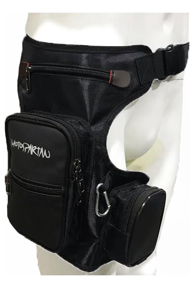 Motospartan Motosiklet Bacak Çantası Fitilli Suni Deri & İmpertex Çift Cepli