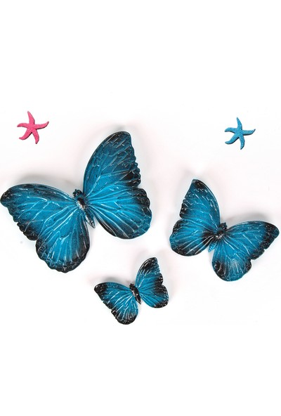 Bimbambom Kelebek Duvar Süsü 5'li, Polyester Renkli Dekoratif Süs