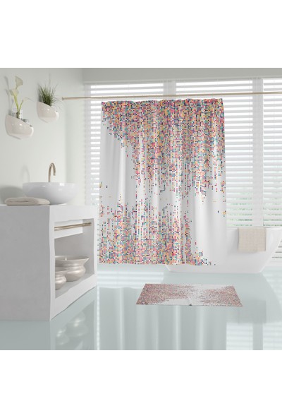 Zethome Tropik Dotted Banyo Duş Perdesi Tek Kanat 180 x 200