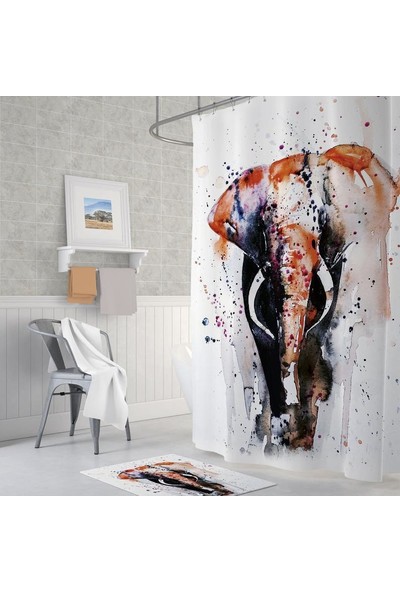 Zethome Tropik Elephant Banyo Duş Perdesi Tek Kanat 1 x 180 x 200