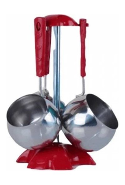 My-Ko Plastik Saplı Kırmızı 3'lü Cezve Takımı