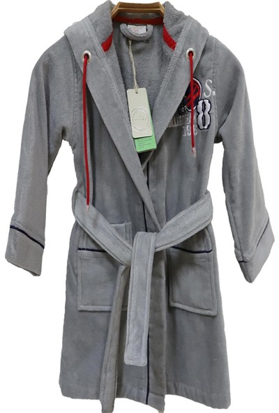 Ecocotton Sports Time Gri 13/14 Yaş Erkek Çocuk Bornozu