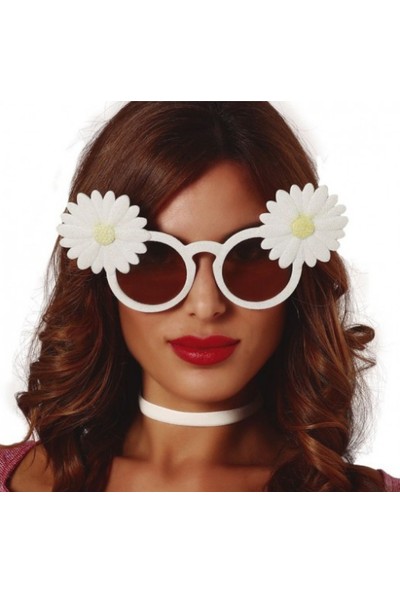 Samur Papatya Şekilli Hippi Parti Gözlüğü Beyaz Renk Samur Papatya Şekilli Hippi Parti Gözlüğü Beyaz Renk