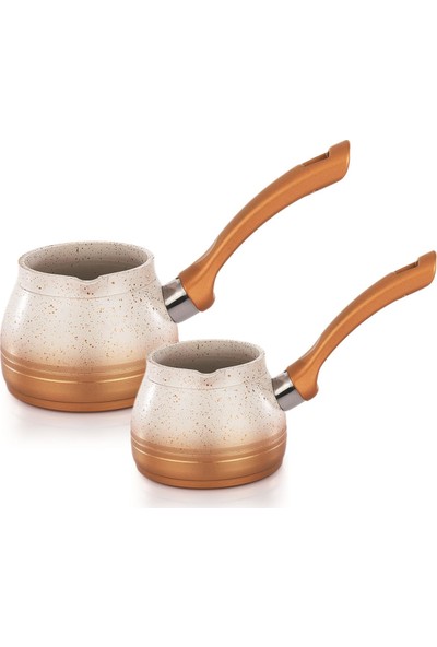 Schafer Split Yanmaz Yapışmaz 2'li Cezve Seti Krem Schafer Split Yanmaz Yapışmaz 2'li Cezve Seti Krem