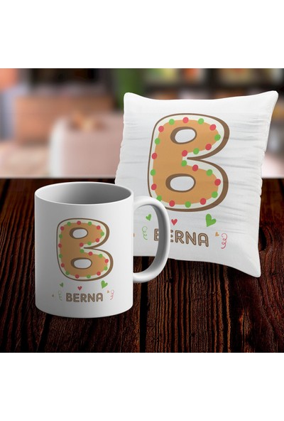 E-Hediyeci Kişiye Özel Kupa ve Yastık Kılıfı Seti - B