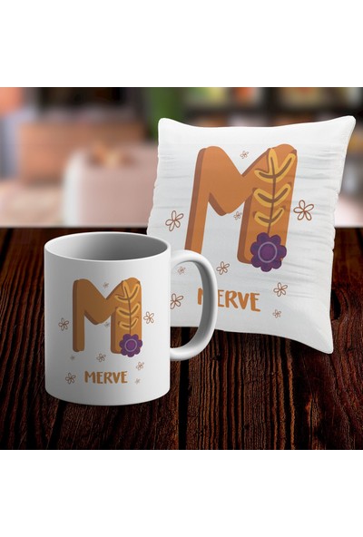 E-Hediyeci Kişiye Özel Kupa ve Yastık Kılıfı Seti - M