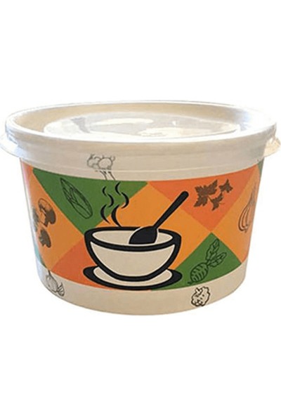 Pack Karton Çorba Kasesi Kapaklı 16 Oz 25'li
