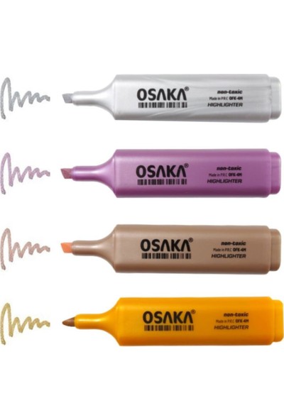 Osaka Metalik Fosforlu Kalem 4 Renk Osaka Metalik Fosforlu Kalem 4 Renk