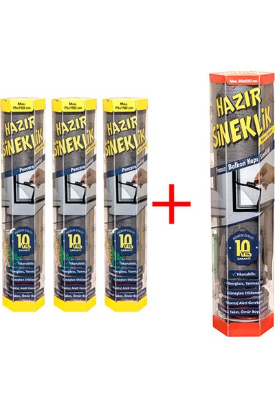 Hazır Sineklik 3 Pencere + 1 Kapı | 4 Lü Paket Hazır Sineklik 3 Pencere + 1 Kapı | 4 Lü Paket