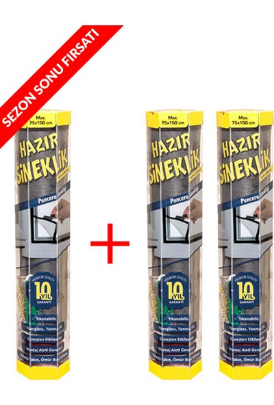 Hazır Sineklik 75x150 cm Pencere Için - 3 Lü Paket