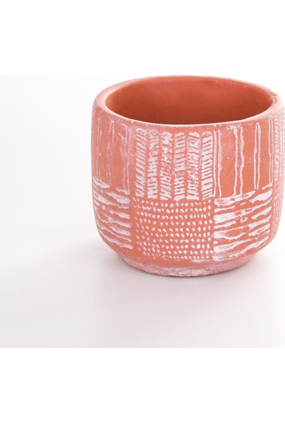 Veramaya Antik Desenli Kiremit Renk Beton Saksı 14,5X12,5 cm