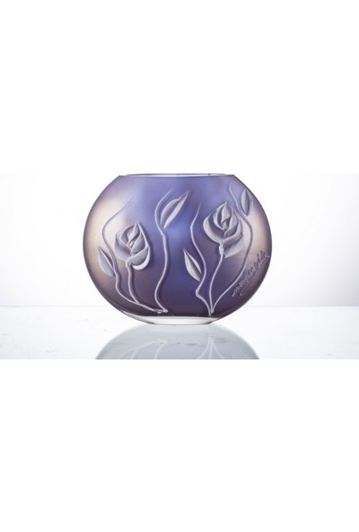 Porio Lila Çiçekli K.oval Vazo 24CM