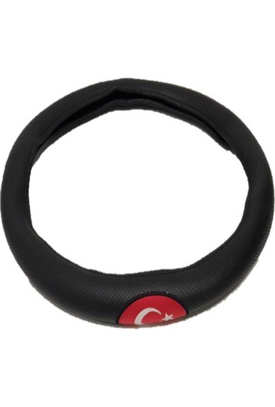 Fox Direksiyon Kılıfı 38CM Kokusuz Siyah Bayrak Isleme