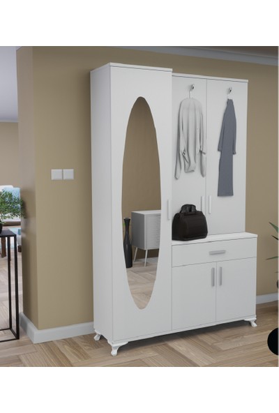 Shila Home Beyaz Portmanto - Ayakkabılık - Vestiyer