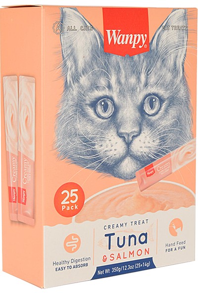 Wanpy Ton Balığı & Somonlu Sıvı Kedi Ödülü 25*14 gr Wanpy Ton Balığı & Somonlu Sıvı Kedi Ödülü 25*14 gr