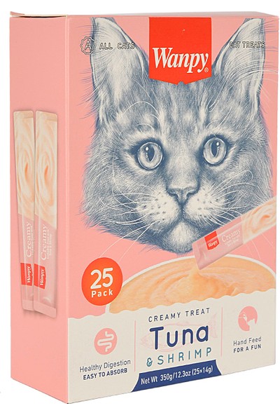 Wanpy Ton Balığı & Karidesli Sıvı Kedi Ödülü 25X14 gr Wanpy Ton Balığı & Karidesli Sıvı Kedi Ödülü 25X14 gr