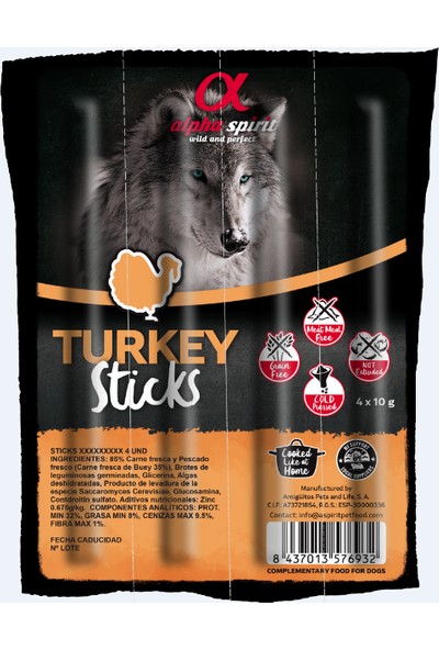 Alpha Spirit Hindili Sticks Köpek Ödül Maması 4 x 10 gr Alpha Spirit Hindili Sticks Köpek Ödül Maması 4 x 10 gr