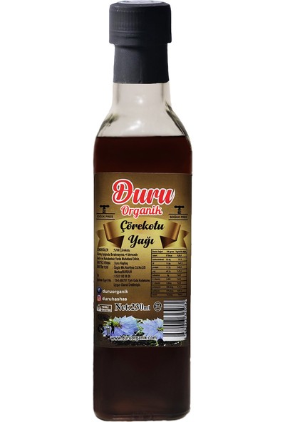 Duru Organik - Çörekotu Yağı 230ml - Soğuk Sıkım
